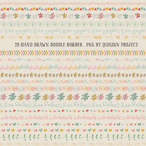 Hand Drawn Doodle Border Clipart, Scrapbook Embellishment (digital ...