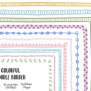 Hand Drawn Colorful Doodle Border, Decorative Elements, Page Border ...