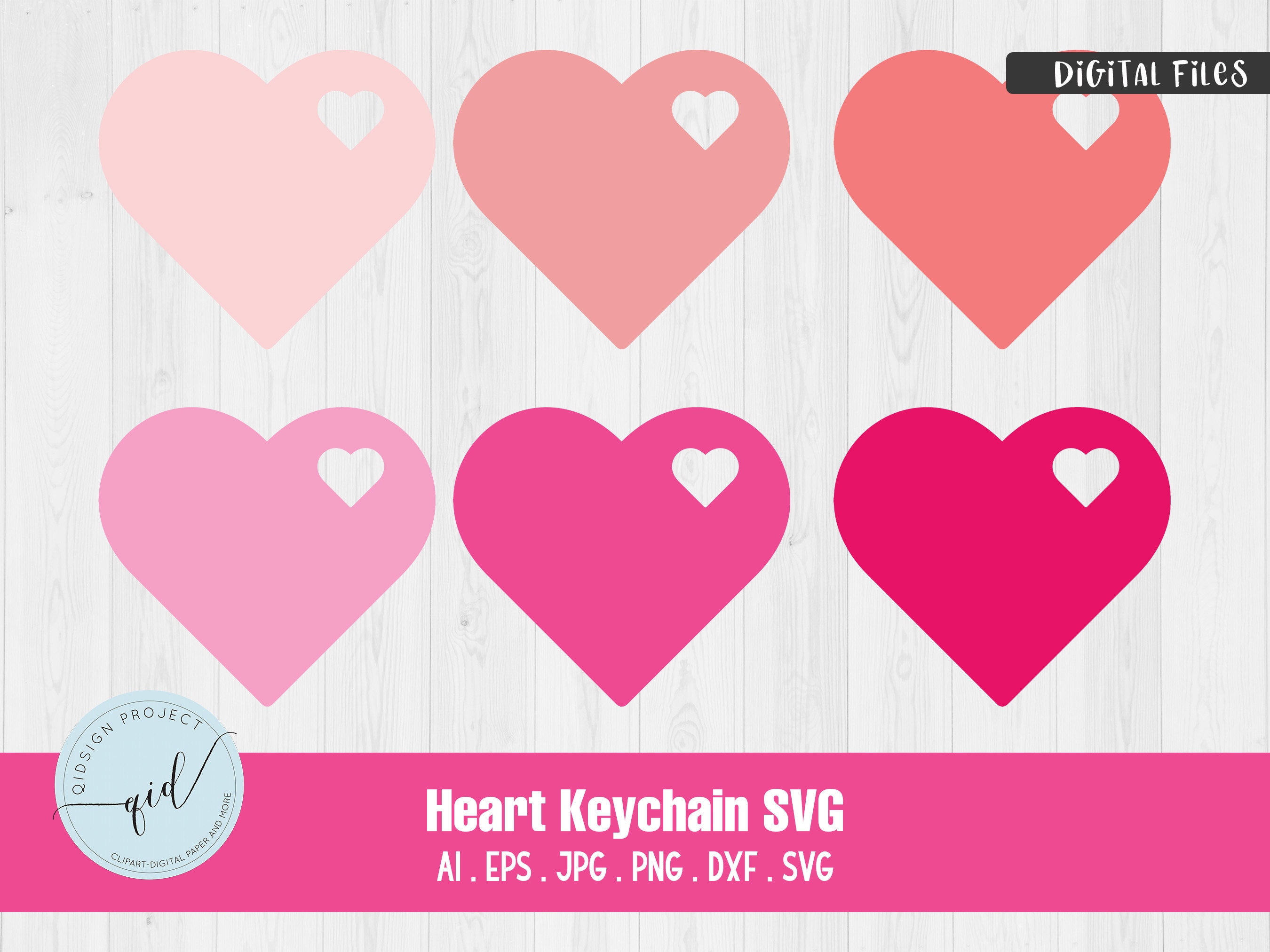 6 Heart Keychain SVG Sublimation Svg Files for Cricut - Etsy
