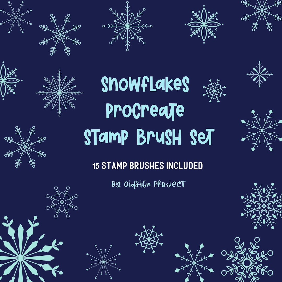Snowflakes Procreate Brushes, 15 Snowflakes Stamp Brush, Doodle ...
