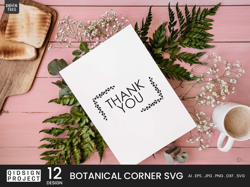 12 Botanical Corner SVG, Decorative Natural Leaf Corner Svg, Wedding ...