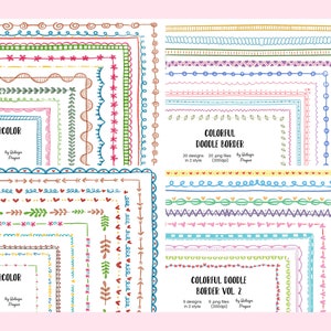 90 Colorful Clipart Digital Borders and Frames Bundle, Watercolor ...