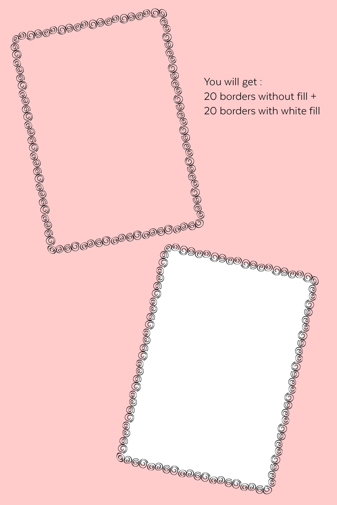 Doodle Border Template for Stationery, Cute Clipart Frame, Doodle Line ...