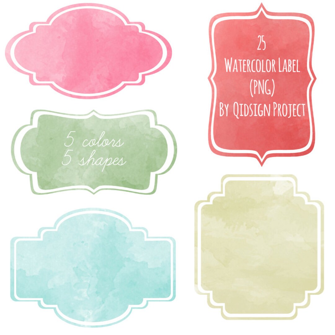 25 Watercolor Labels Clipart Scrapbook Embellish Blog Graphics Personal ...