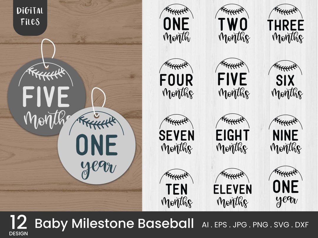 12 Baby Milestone Baseball SVG, Baby Milestone Svg, Clipart Digital ...