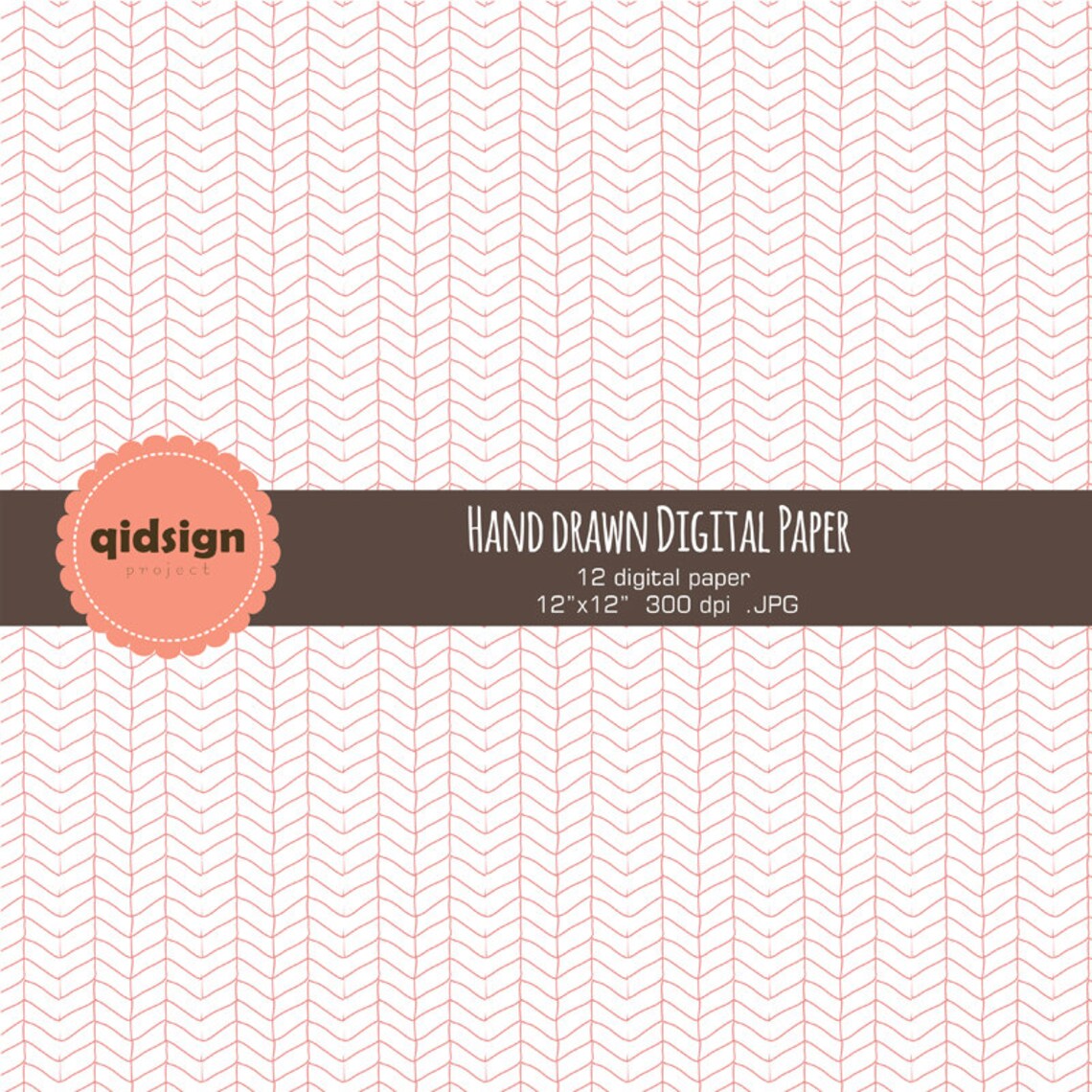Hand Drawn Digital Paper Chevron Herringbone Arrow Paper Scrapbooking ...