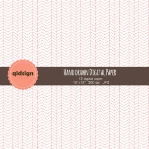 Hand Drawn Digital Paper Chevron Herringbone Arrow Paper Scrapbooking ...