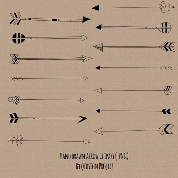 Hand drawn arrow clipart, rustic arrow clipart, doodle arrow, tribal ...