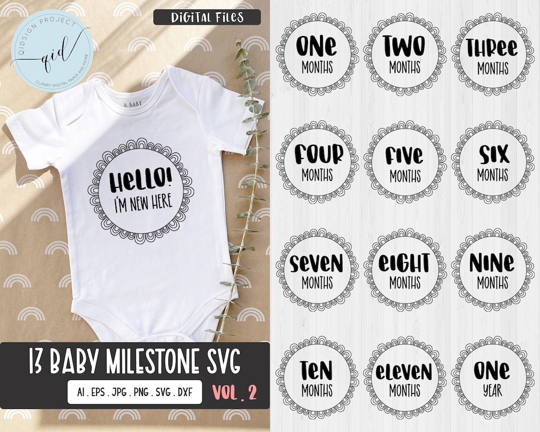 Baby Milestone Svg, Baby Milestone Cards, Silhouette Cut Files ...