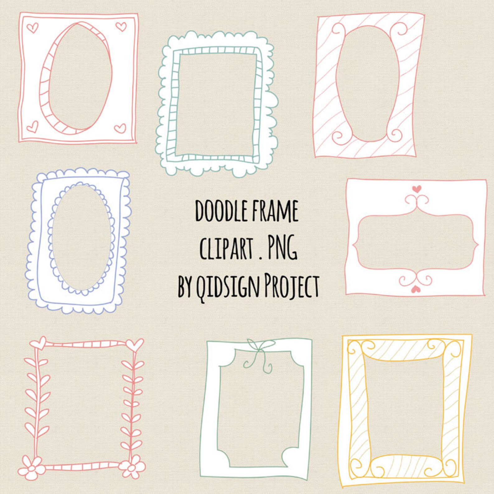 Doodle Frame Clipart Hand Drawn Frame Doodle Border for ...