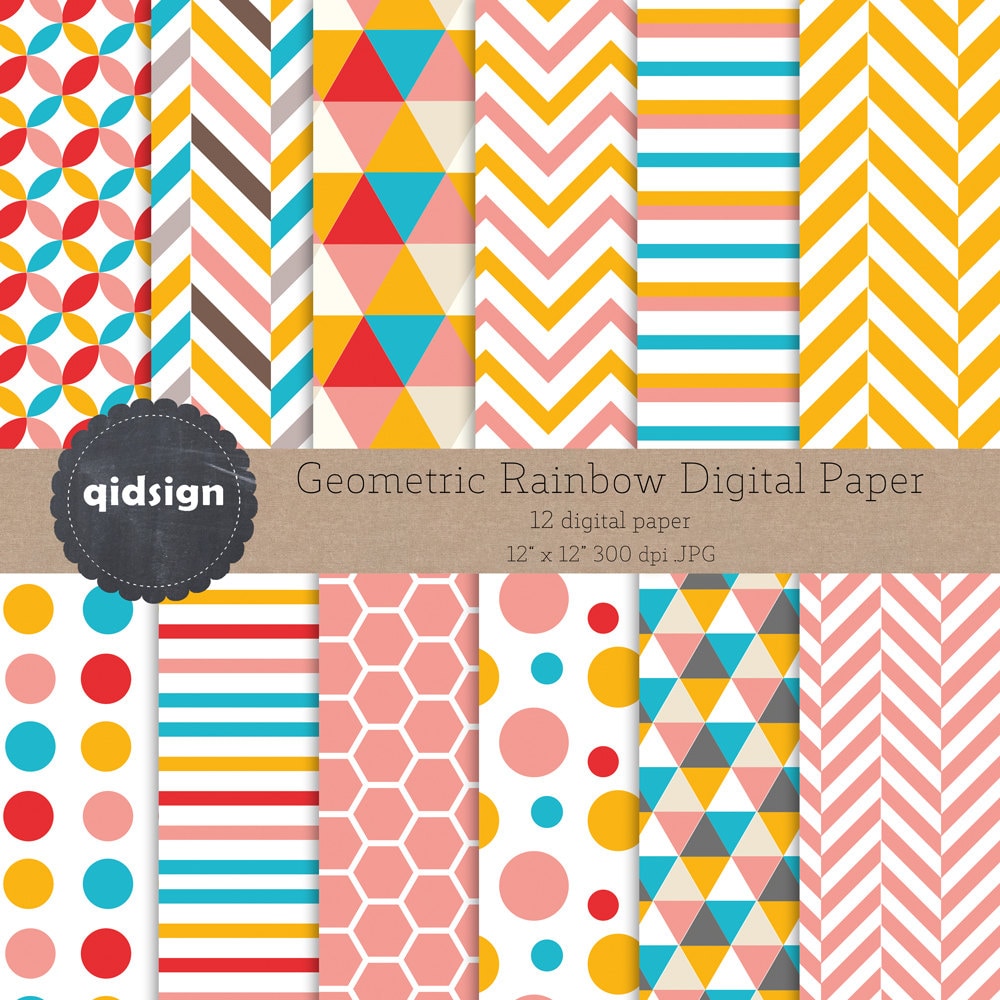 Digital Paper Geometric Pattern Background in Pastel - Etsy
