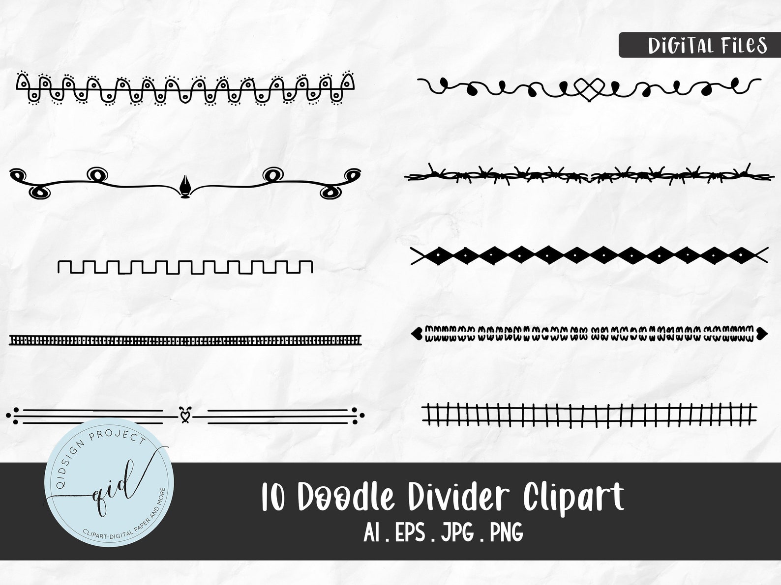 10 Doodle Divider Clipart Chalkboard Border for Scrapbooking Wedding ...