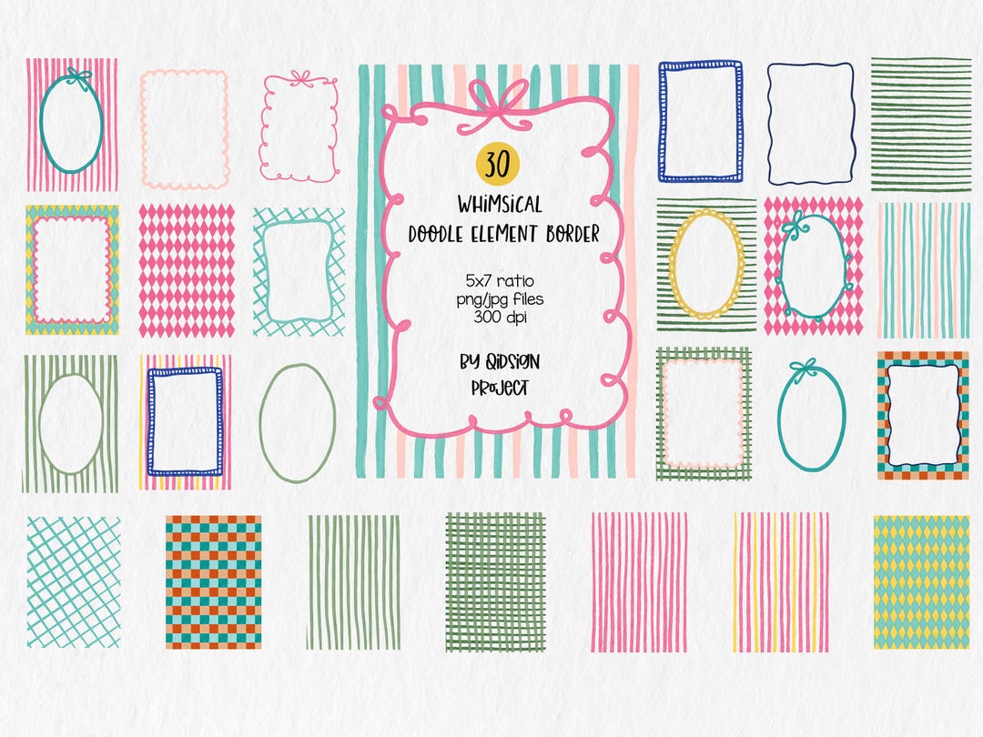 Doodle Element Border Clipart, Hand Drawn Whimsical Frames Backgrounds ...