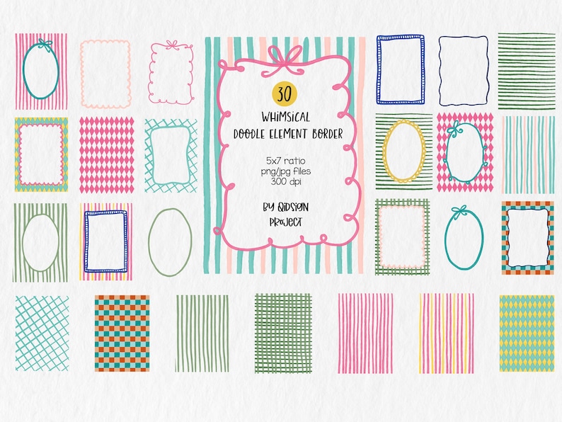 Doodle Element Border Clipart, Hand Drawn Whimsical Frames Backgrounds ...