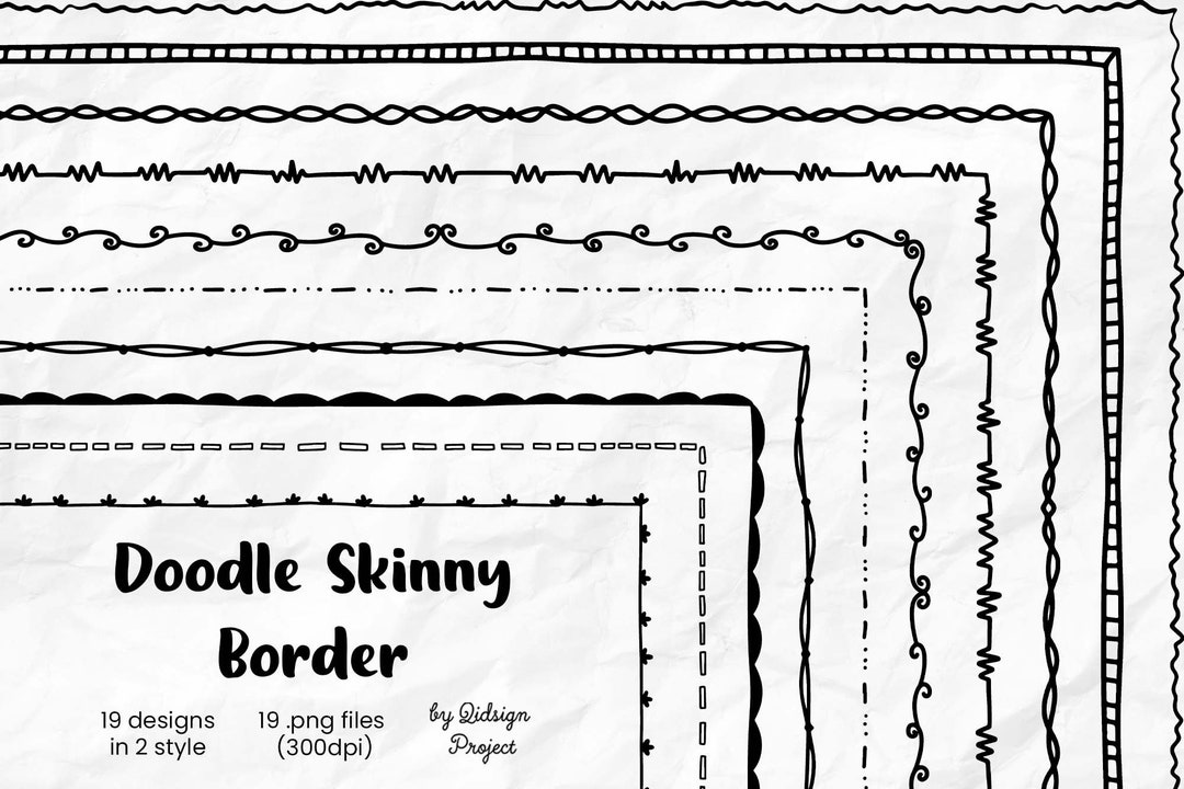19 Doodle Skinny Border, Decorative Element, Border Png, Decorative ...