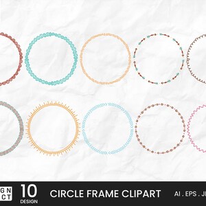 10 Circle Frame Clipart, Monogram Frames, Clipart Circles, Digital Clip ...