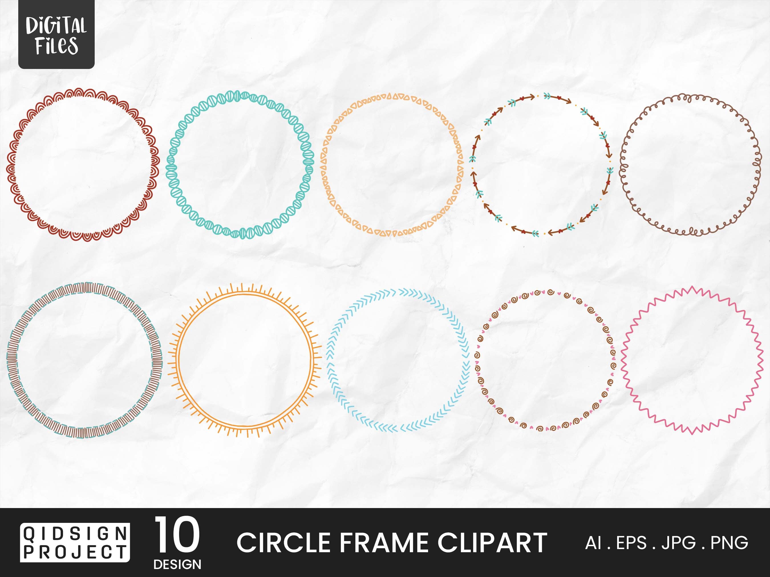 10 Circle Frame Clipart, Monogram Frames, Clipart Circles, Digital Clip ...