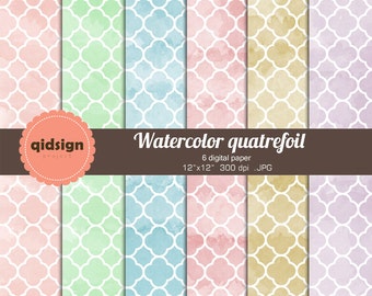 Green Scrapbook Digital Paper Quatrefoil Four Leaves - Etsy