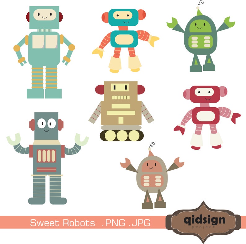 Sweet Robot Clip Art Baby Boy Birthday Theme Baby Shower - Etsy