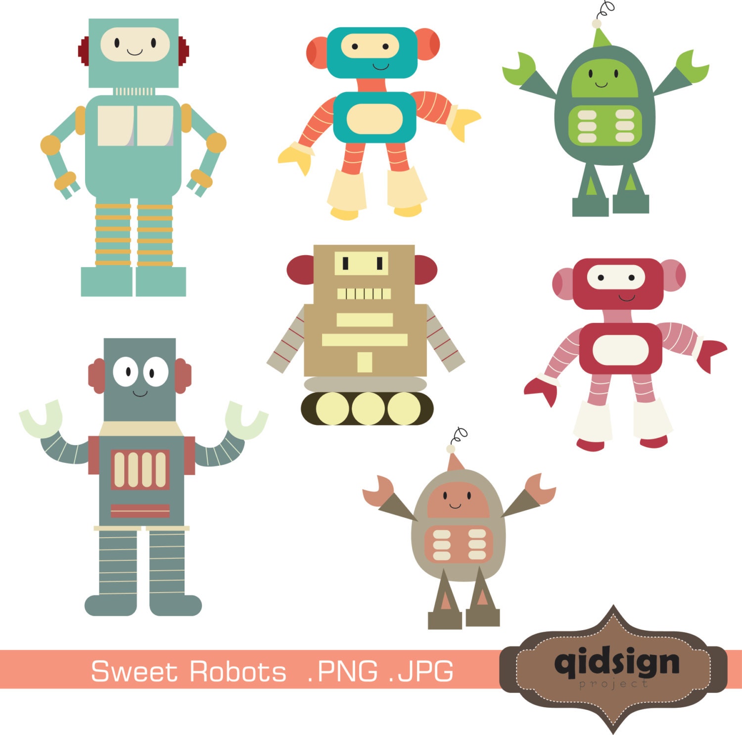 Sweet Robot Clip Art Baby Boy Birthday Theme Baby Shower - Etsy
