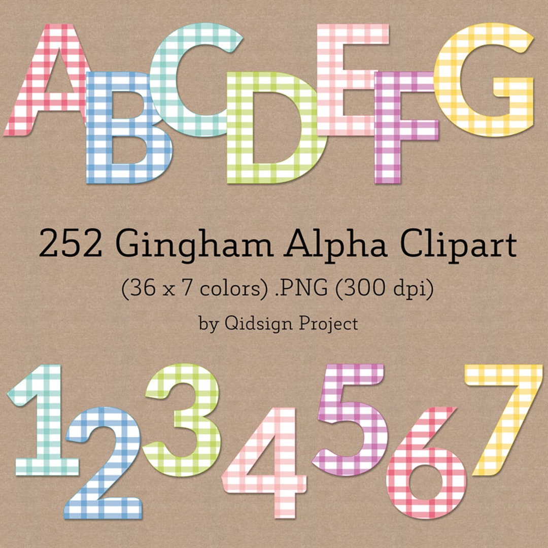 252 Gingham Alphabet Clipart Scrapbook Alphabet Digital Alphabet ABC ...