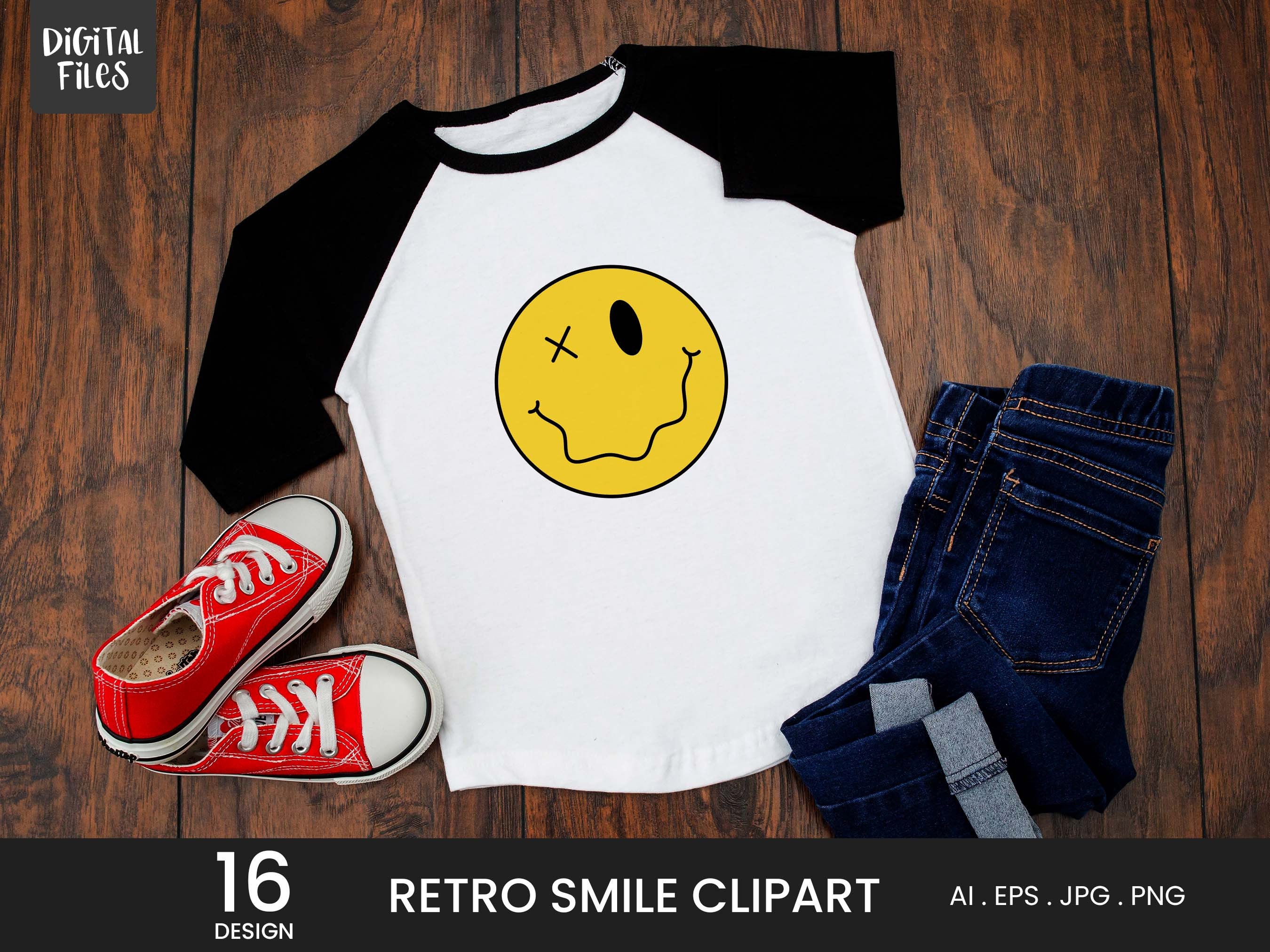 Retro Smile Clipart With 16 Variations, Personal and Commercial Use ...