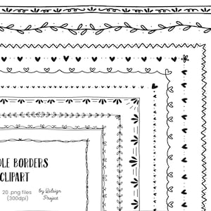 20 Doodle Borders Clipart, Decorative, Doodle Frames, Planner, Letter ...