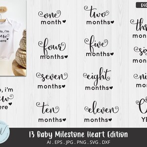 13 Set Baby Milestone Heart Edition SVG, Hello World Svg, Baby ...