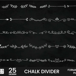 25 Chalk Divider, Hand Drawn Chalk Doodle Text Divider, Chalkboard Text ...