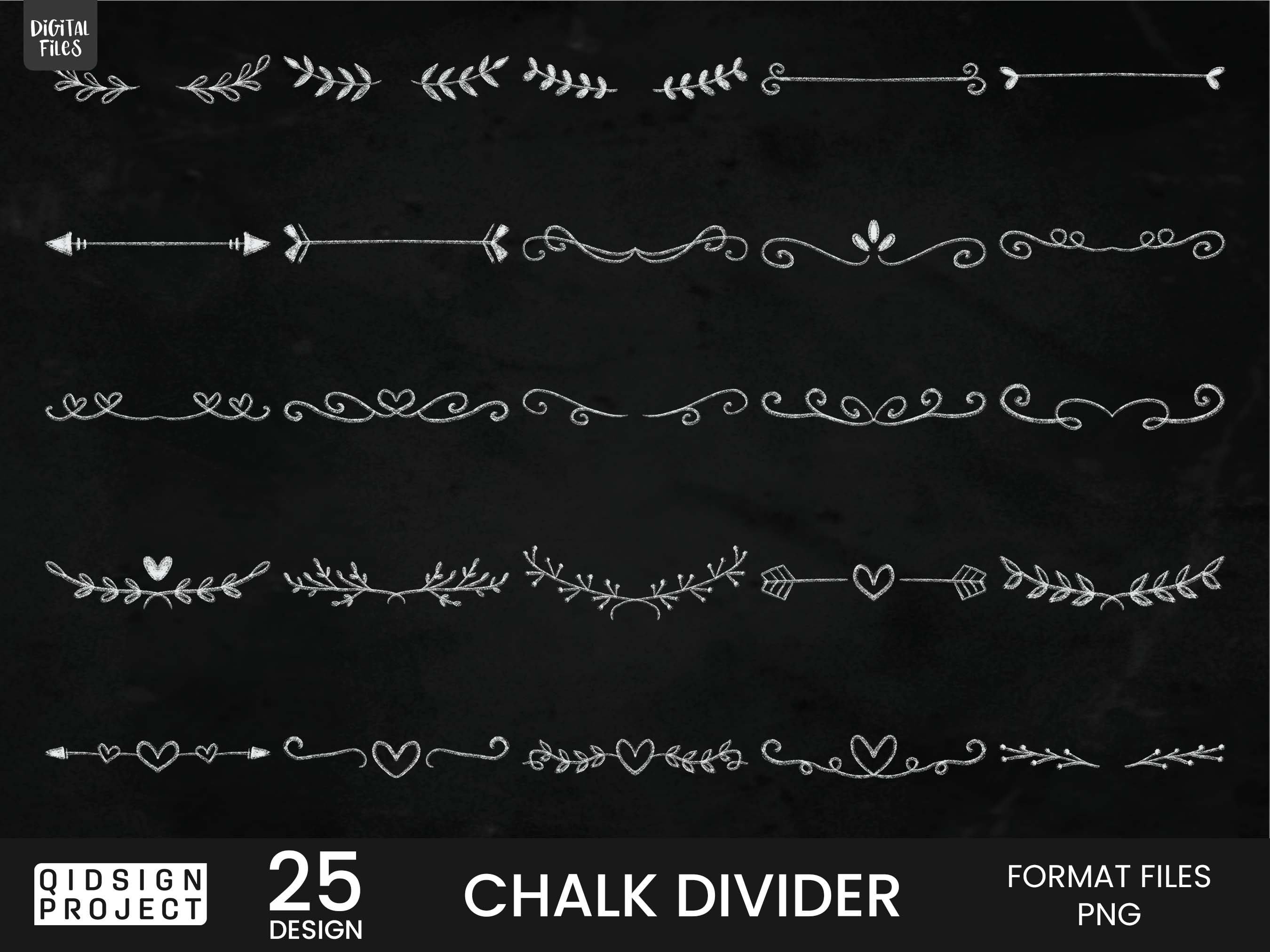 25 Chalk Divider, Hand Drawn Chalk Doodle Text Divider, Chalkboard Text ...