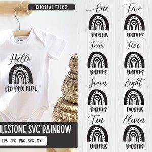 12 Monthly and Hello Greeting SVG, Hello World Svg, Baby Milestone Svg ...