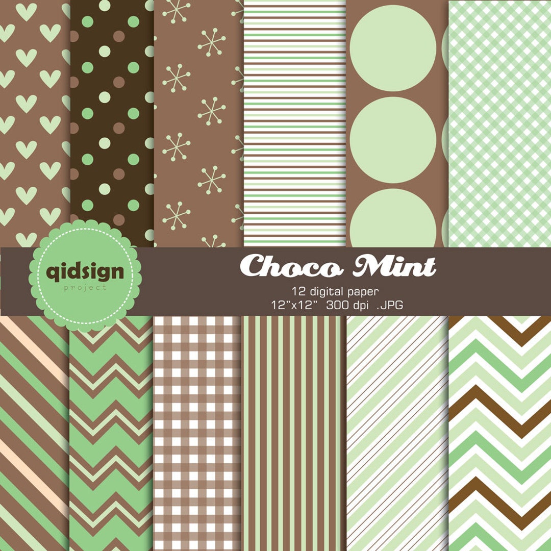 Mint Brown Chocolate Digital Paper Pack Personal and Commercial Use ...
