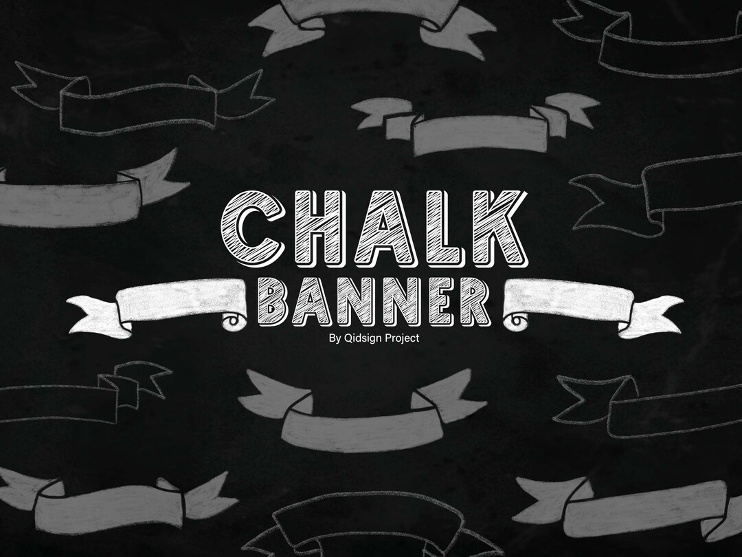 Chalk Banner Clipart, Chalk Ribbon Banner, Chalkboard Digital, Doodle ...
