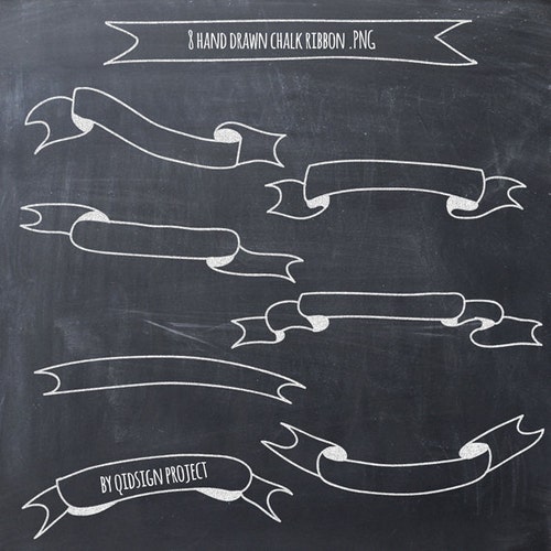 Chalkboard Banners Clip Art. Hand Drawn Ribbon Chalk Banners. - Etsy Canada