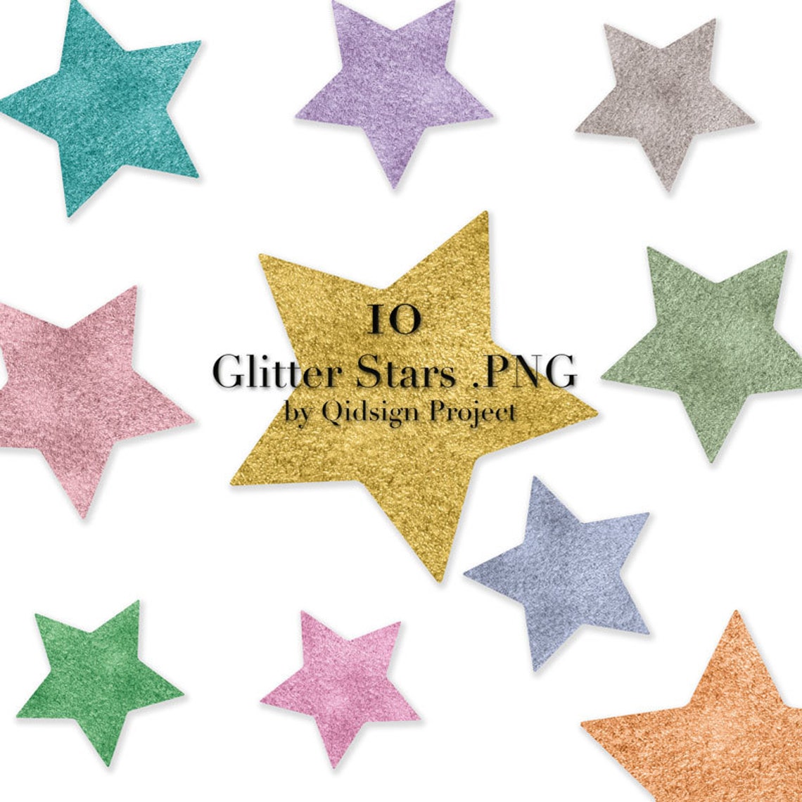10 Glitter Stars Clipart for Scrapbooking Invitation Personal - Etsy
