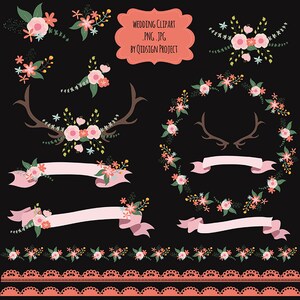 Wedding Clipart Floral Frames Bouquet Clipart Save the Date Floral ...