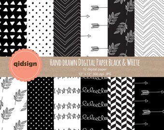 Hand Drawn Digital Paper Chevron Herringbone Arrow Paper | Etsy