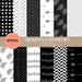Hand Drawn Black and White Digital Paper Chevron Herringbone Arrow ...