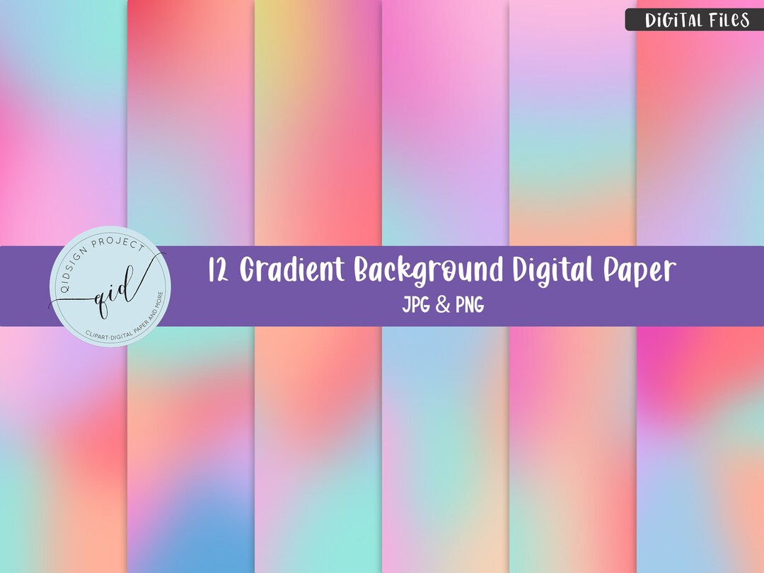 12 Gradient Background Digital Paper, Handrawn Pattern, Chevron ...