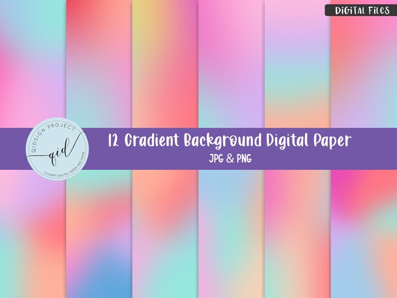 12 Gradient Background Digital Paper, handrawn pattern, chevron ...