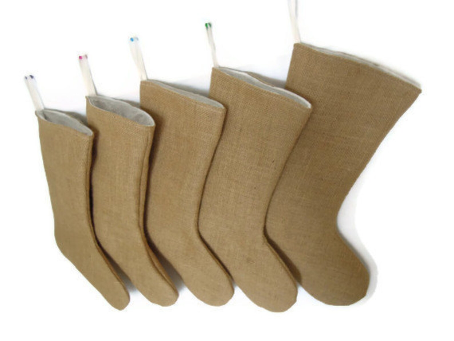Burlap Stockings, Plain , Rustic Stockings Lined With White Muslin ...