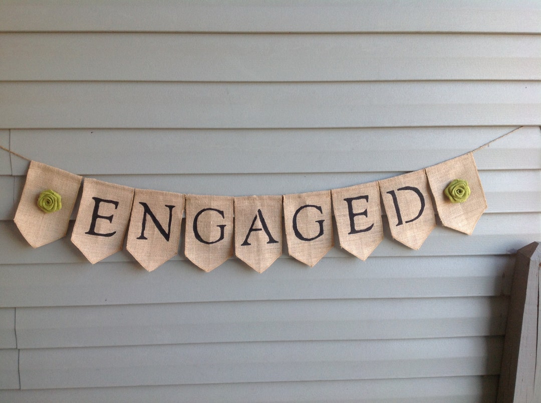 Burlap Banner Engaged - Engaged Photo Prop - Etsy