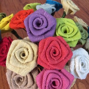 Burlap Rosettes With Twig Stems - Flower Rose Wedding - Wedding Bouquet ...