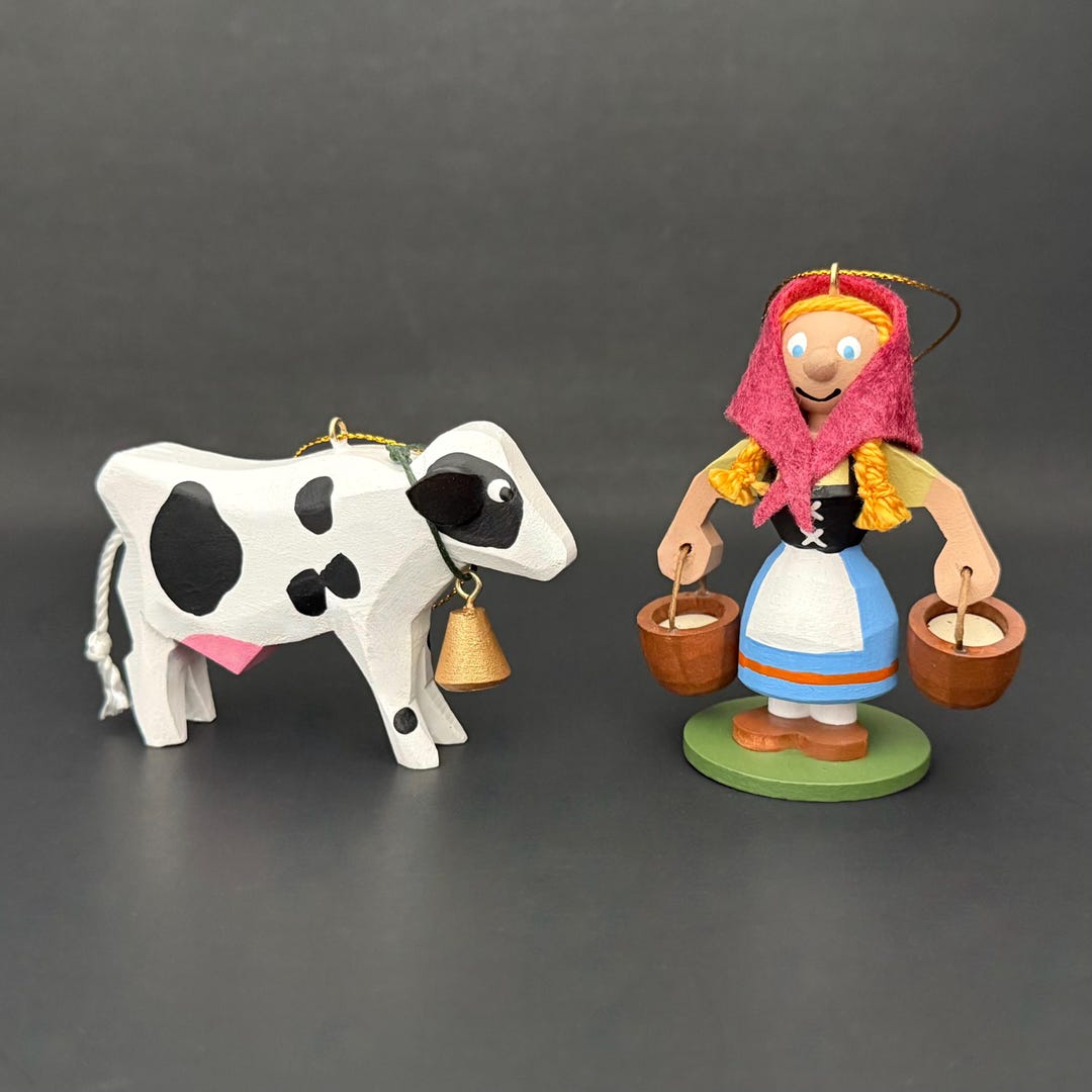 German/alpine Milk Maid and Cow Christmas Tree Ornaments - Etsy