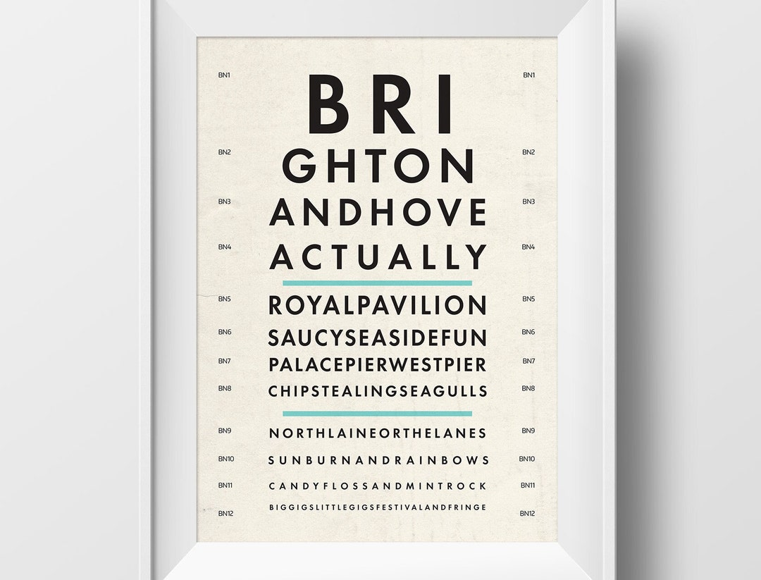 Brighton Eye Chart- Humorous Brighton & Hove Art Print, a Great Gift ...