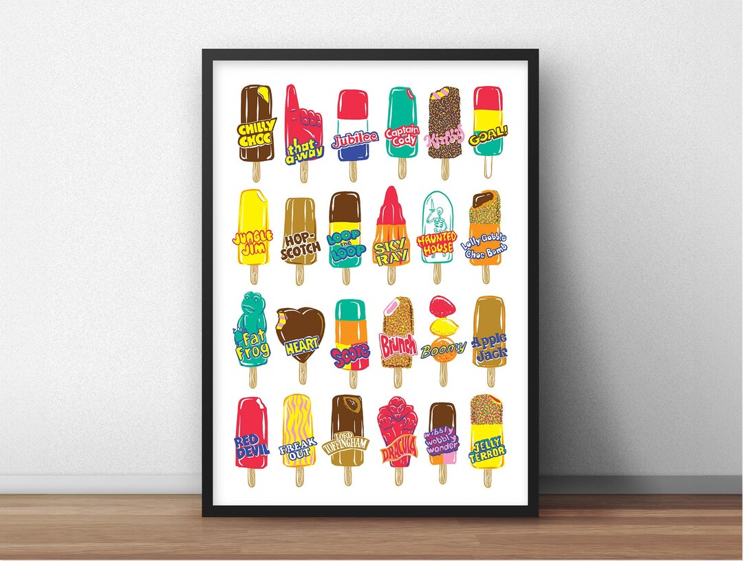 British 'lost Lollies' Art Print: 1970s-90s Nostalgia, Signed Foodie ...