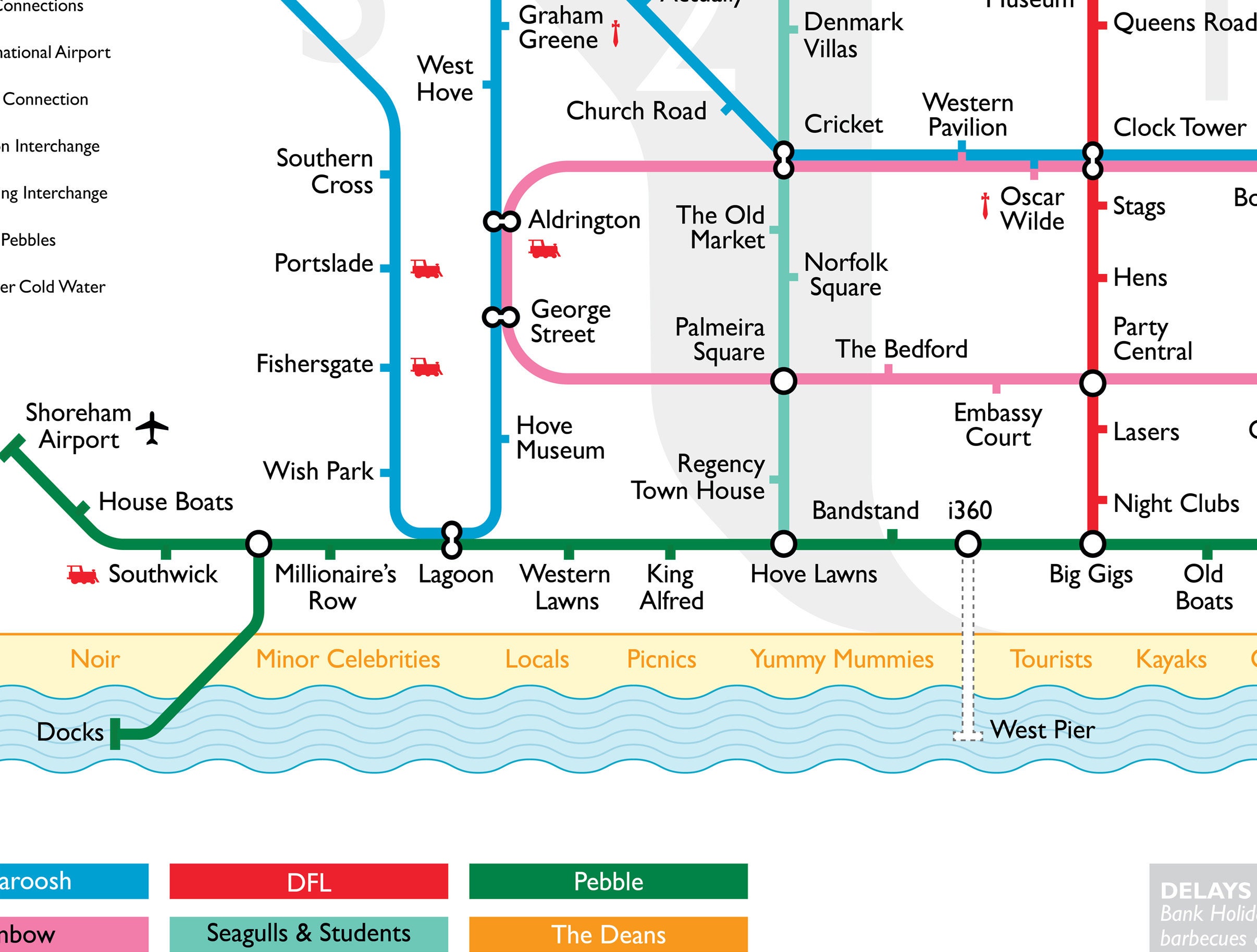 Personalised Brighton Tube Map A3 Humorous Brighton & Hove | Etsy