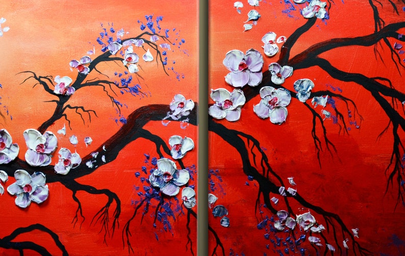 Impressonist Tree Painting Original Asymmetrical Wall Decor Thick ...