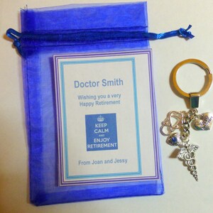 Good Luck in Retirement Nurse, Midwife or Doctor Key Ring Caduceus ...