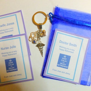 Good Luck in Retirement Nurse, Midwife or Doctor Key Ring Caduceus ...
